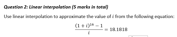Solved Question 2: Linear interpolation (5 marks in total) | Chegg.com