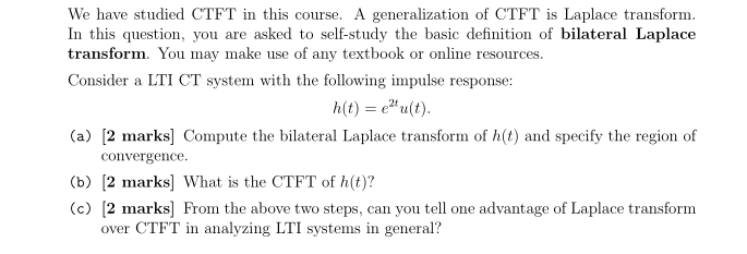 Solved We have studied CTFT in this course. A generalization | Chegg.com