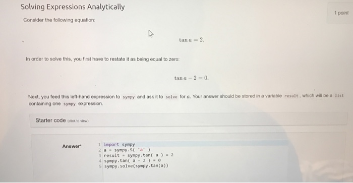 Solved Solving Expressions Analytically 1 point Consider the | Chegg.com Solved Solving Expressions Analytically 1 point Consider the | Chegg.com