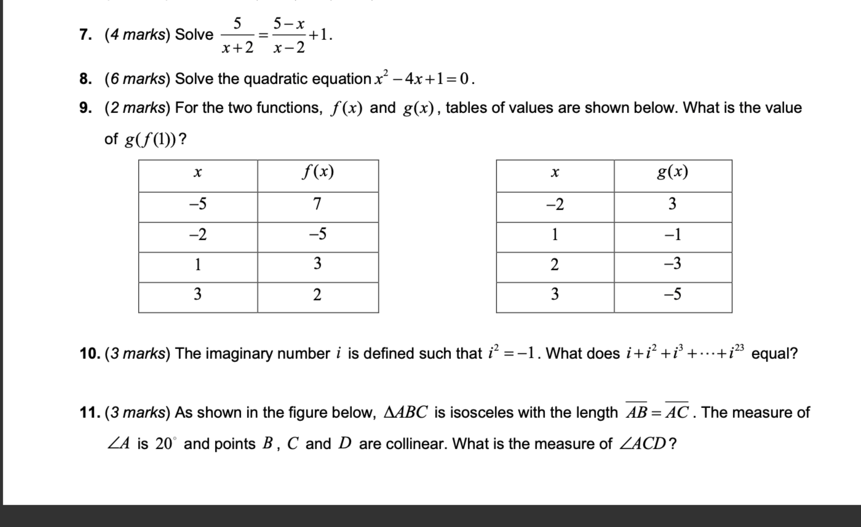 Solved 7. (4 marks) Solve 5x+2=5-xx-2+1.8. (6 marks) | Chegg.com Solved 7. (4 marks) Solve 5x+2=5-xx-2+1.8. (6 marks) | Chegg.com