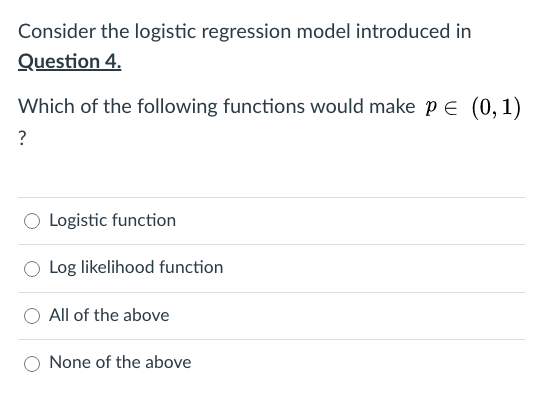 Solved Consider the logistic regression model introduced | Chegg.com