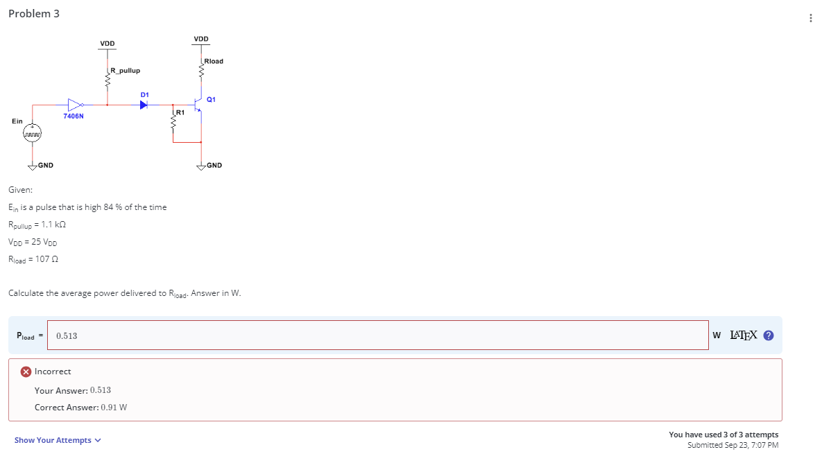 Problem 3 Given: Ein is a pulse that is high 84% of | Chegg.com