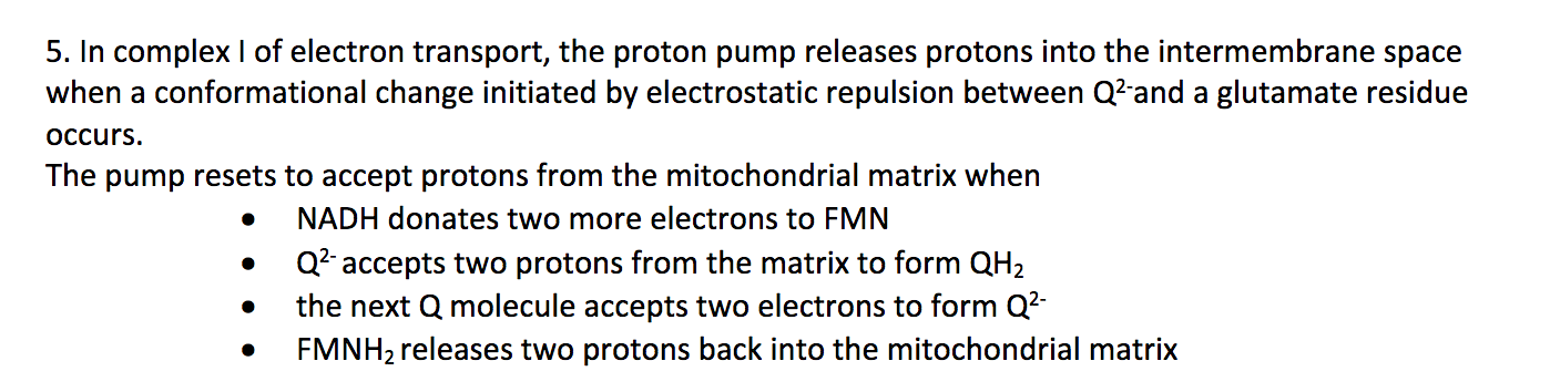 Solved 5. In complex I of electron transport, the proton | Chegg.com
