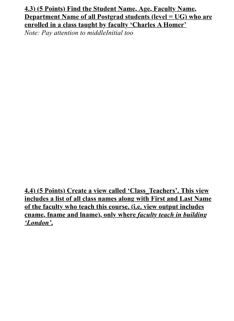 Solved Question 4 Total 40 Points Sql Queries Given The 