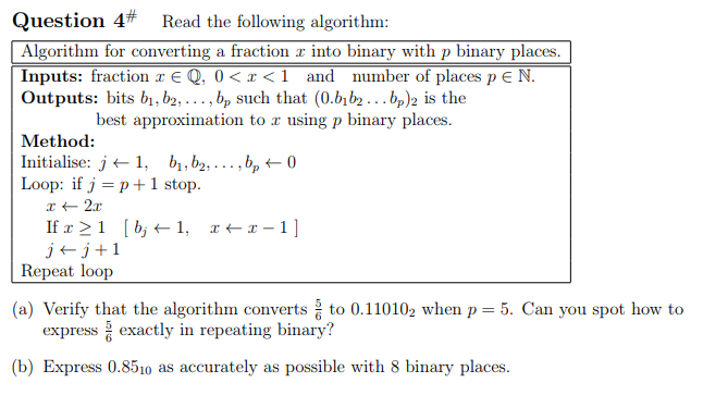 Solved Question 4 Read The Following Algorithm Algorithm 4775