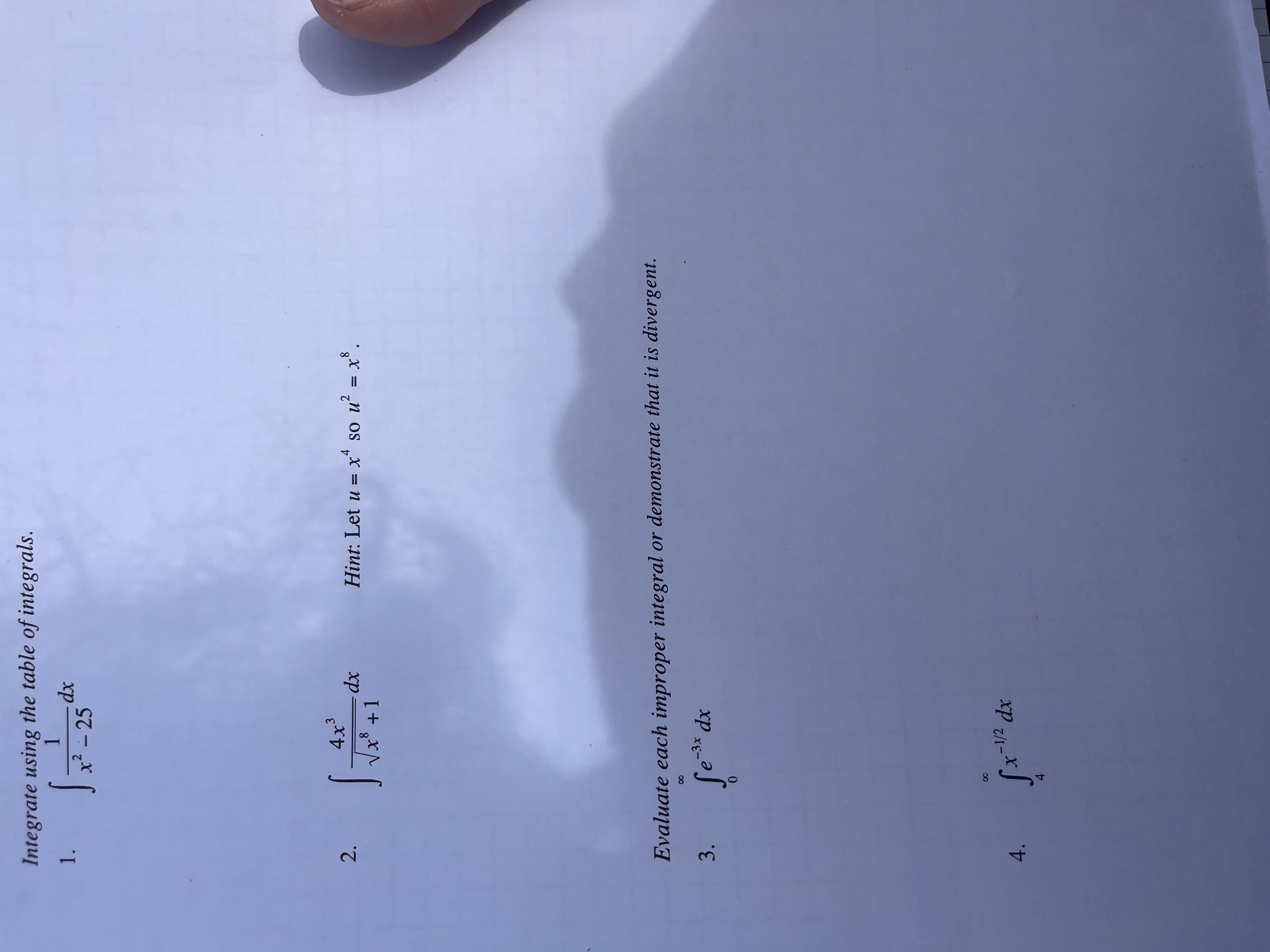Solved Integrate using the table of | Chegg.com