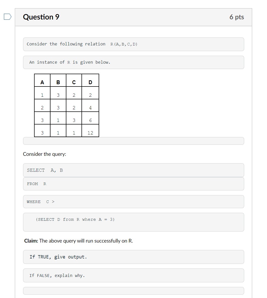 Solved Question 9 6 pts Consider the following relation | Chegg.com