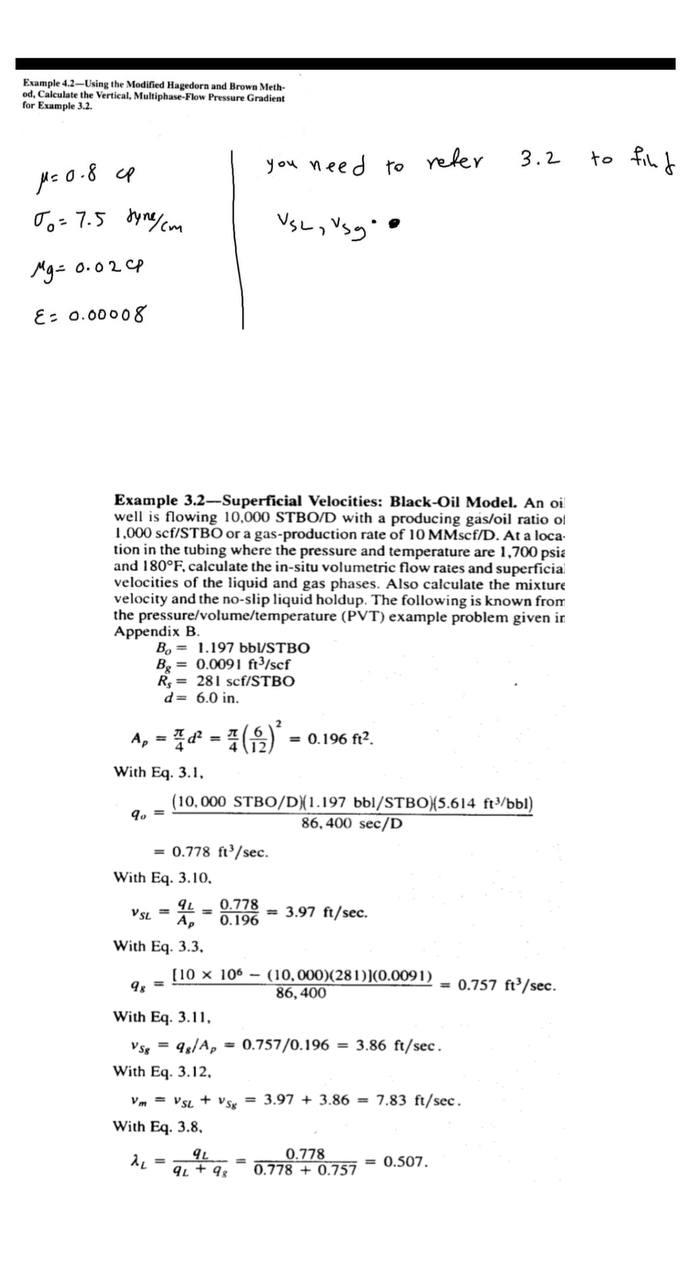 Solved Example 4.2-Using the Modified Hagedorn and Brown | Chegg.com