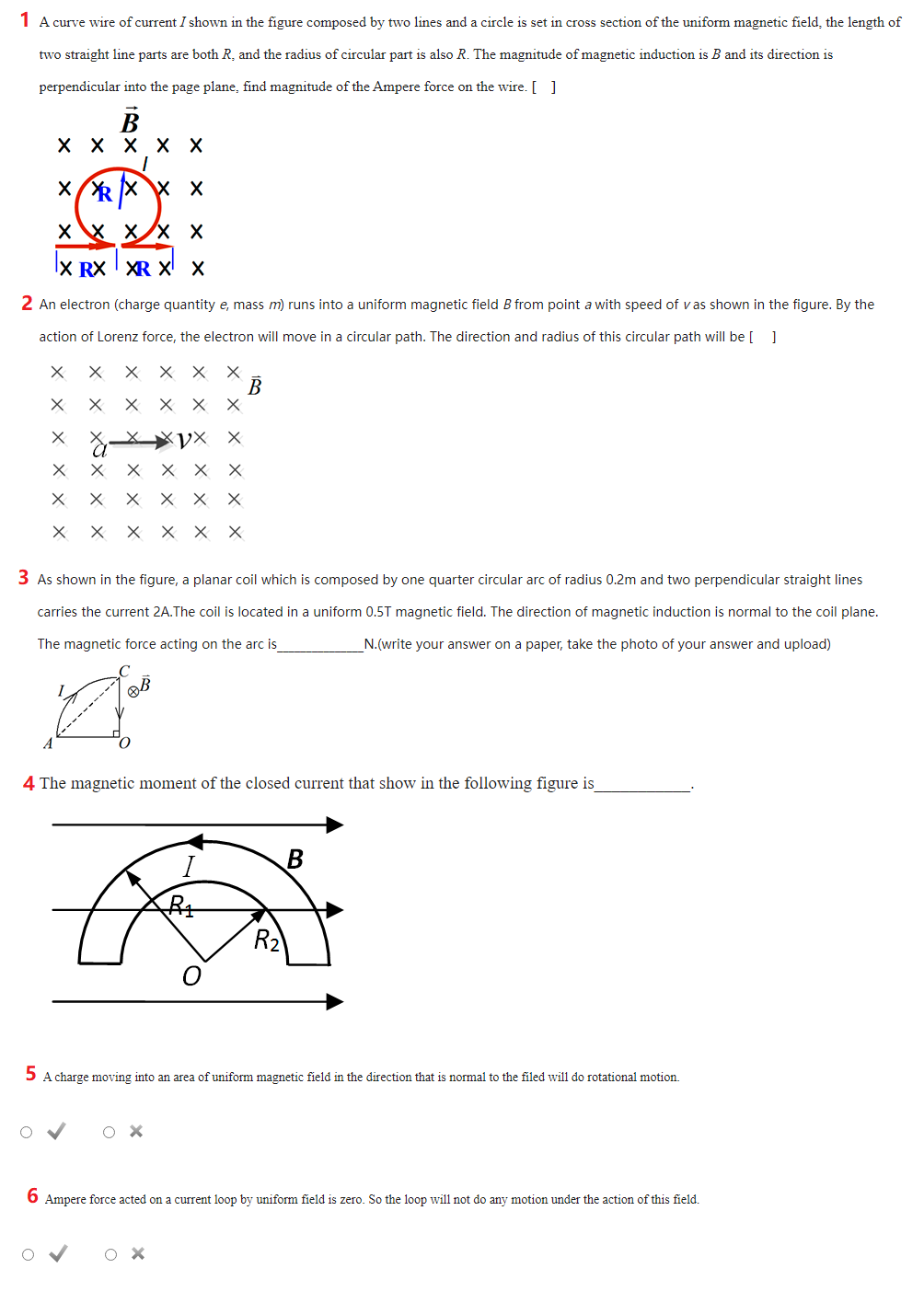 Solved 1 A curve wire of current I shown in the figure | Chegg.com