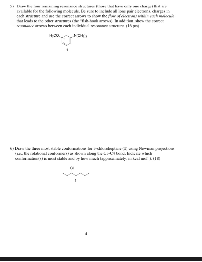 Solved 5) Draw the four remaining resonance structures | Chegg.com