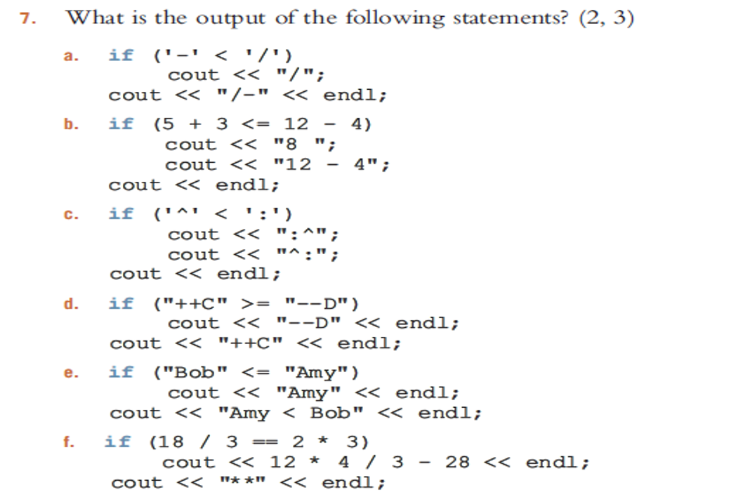 Solved 7. What is the output of the following statements? | Chegg.com