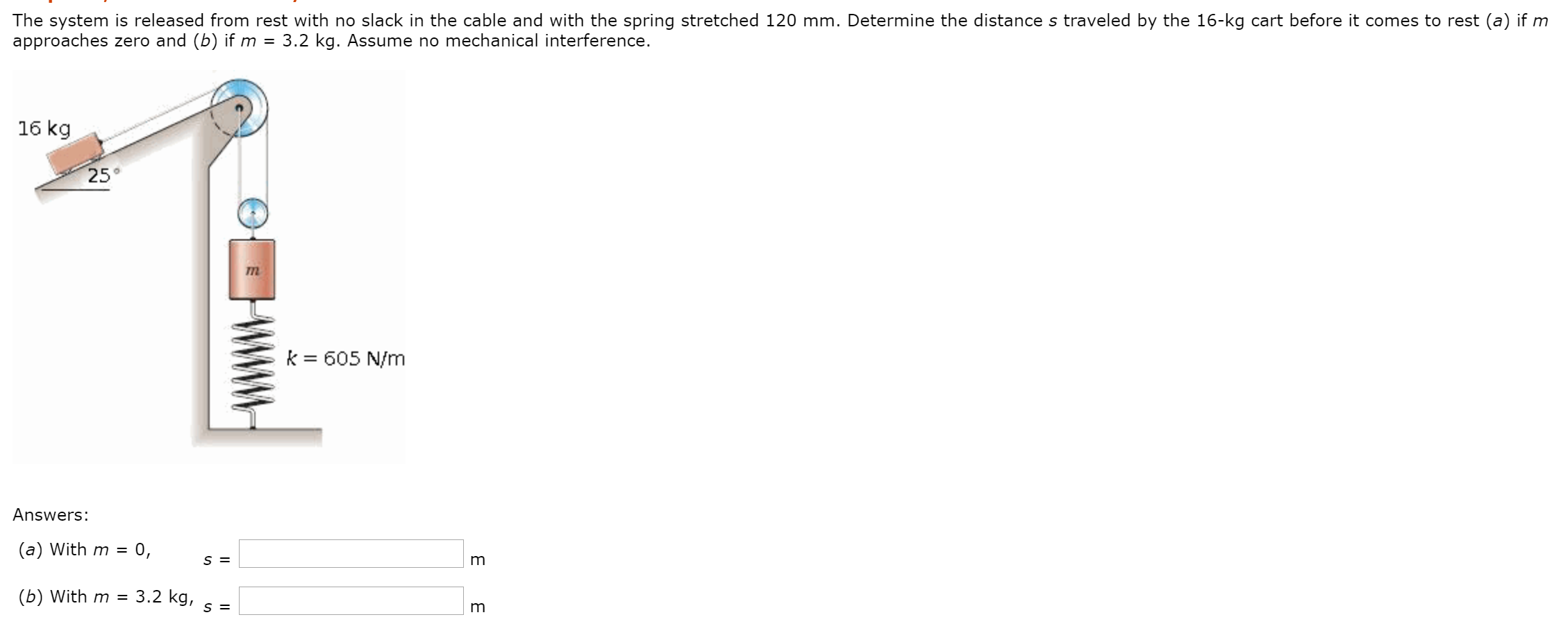 Solved The system is released from rest with no slack in the | Chegg.com