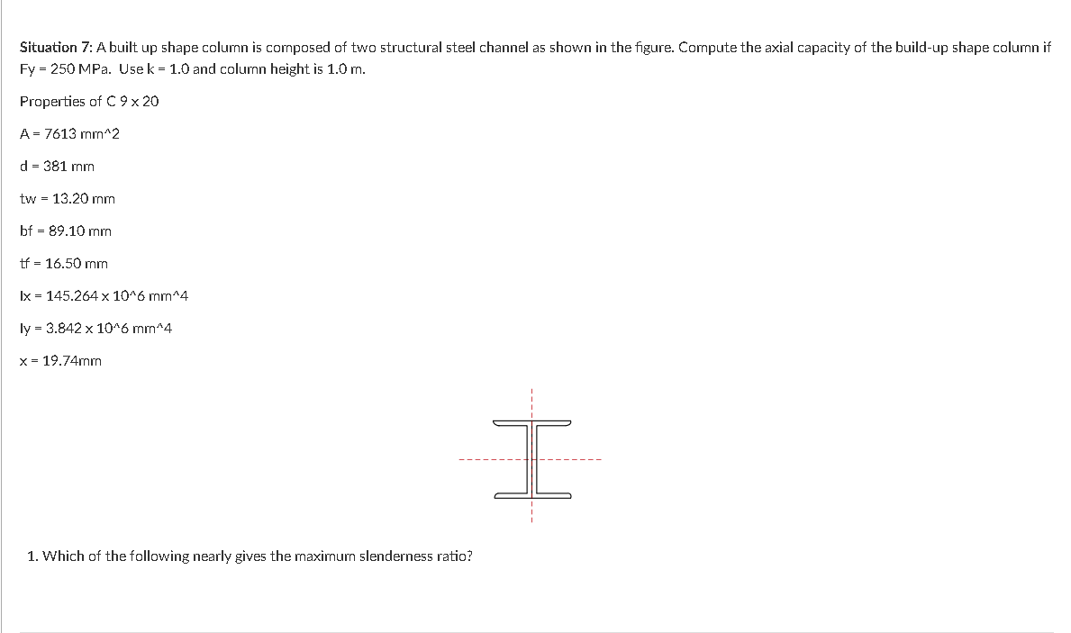 Solved Situation 7: A built up shape column is composed of | Chegg.com