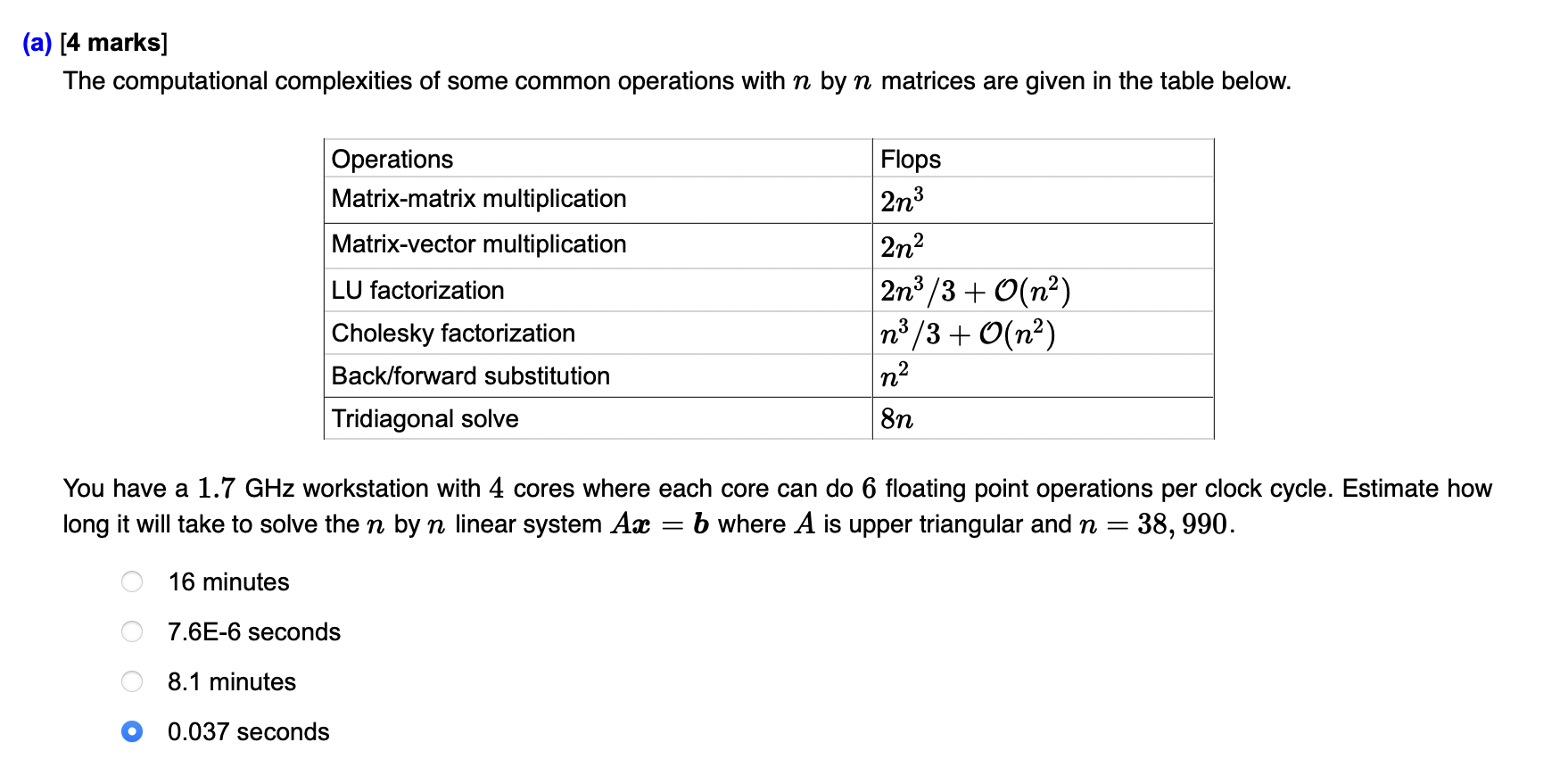 Solved You have a 1.7 GHz workstation with 4 cores where | Chegg.com