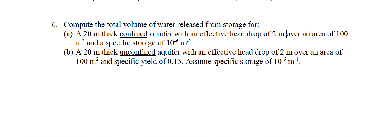 Solved 6. Compute the total volume of water released from | Chegg.com