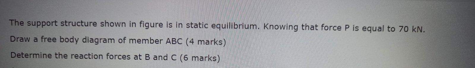 Solved The support structure shown in figure is in static | Chegg.com