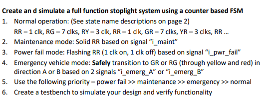 Create and simulate a full function stoplight system | Chegg.com