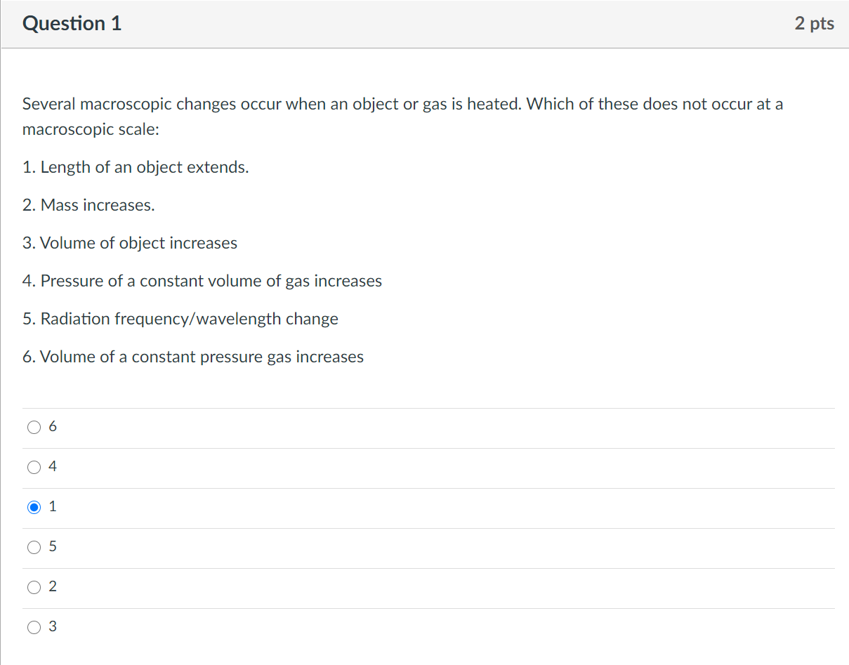 Solved Question 1 2 pts Several macroscopic changes occur | Chegg.com