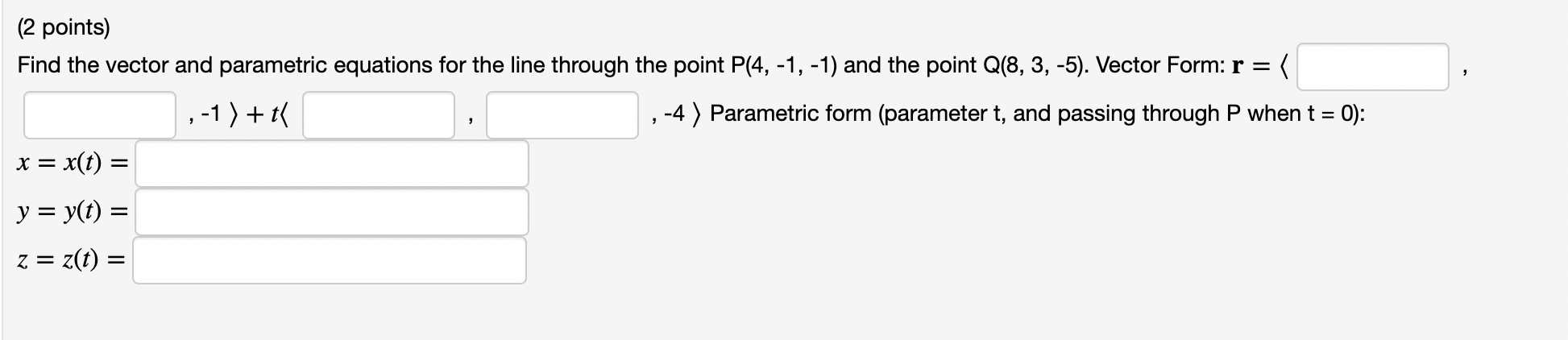 Solved Find the vector and parametric equations for the line | Chegg.com