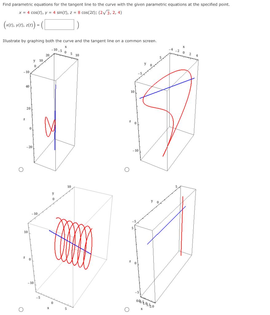 Solved Find Parametric Equations For The Tangent Line To The
