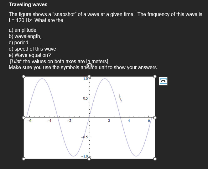 Solved The figure shows a "snapshot" of a wave at a given | Chegg.com