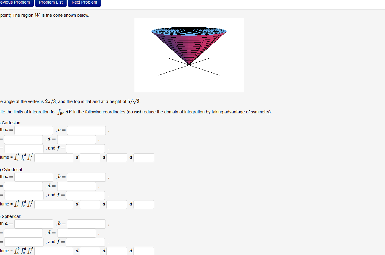 Solved revious Problem Problem List Next Problem point) The | Chegg.com
