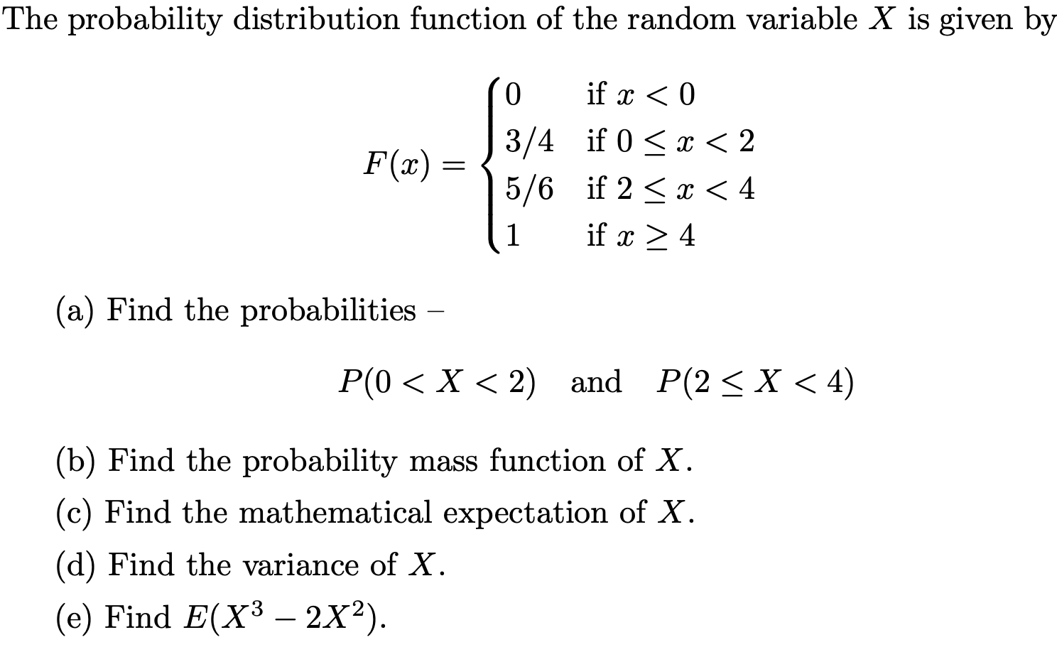 Solved The probability distribution function of the random | Chegg.com