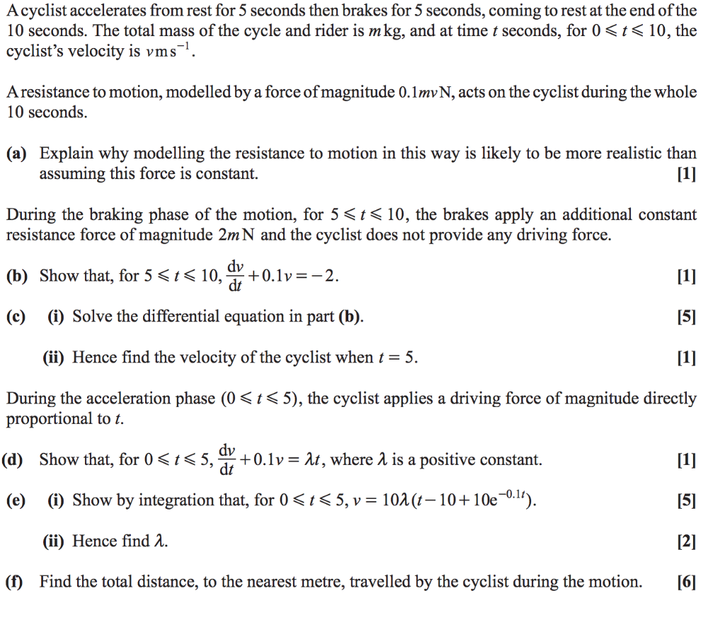 Solved A Cyclist Accelerates From Rest For 5 Seconds Then