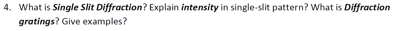Solved 4. What is Single Slit Diffraction? Explain intensity | Chegg.com