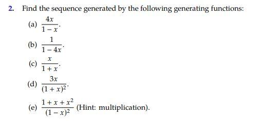 Solved 2 Find The Sequence Generated By The Following 