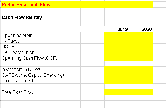 Note: Enter formulas in the cells highlighted yellow. | Chegg.com
