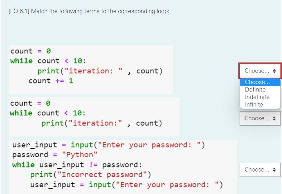 Solved [LO 6.1] Match the following terms to the | Chegg.com
