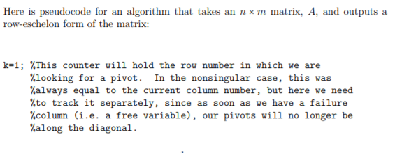 Solved Here is pseudocode for an algorithm that takes an nxm | Chegg.com