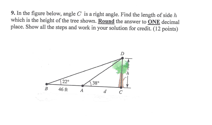 Solved 9. In the figure below, angle C is a right angle. | Chegg.com