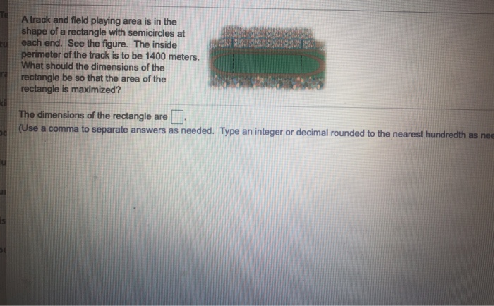 Solved A track and field playing area is in the shape of a | Chegg.com