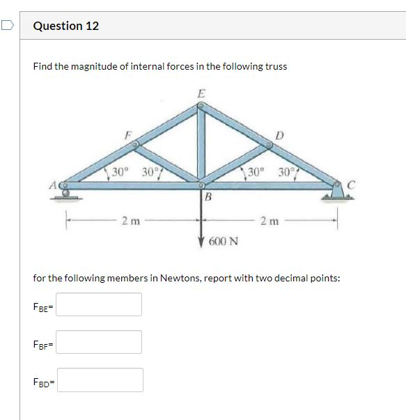 Solved Question 12 Find the magnitude of internal forces in | Chegg.com