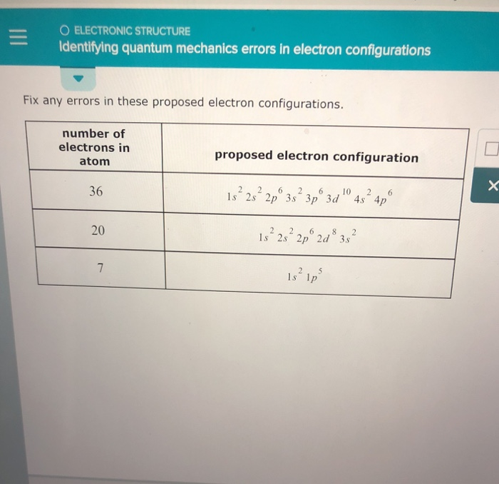 Solved O ELECTRONIC STRUCTURE Identifying quantum mechanics | Chegg.com