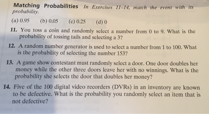 Solved Matching Probabilities In Exercises 11-14, match the | Chegg.com
