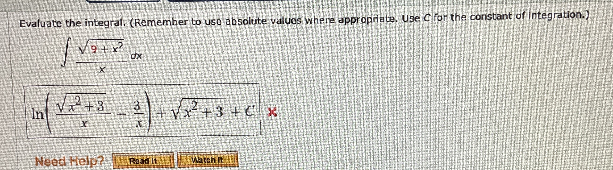 Solved Evaluate the integral. (Remember to use absolute | Chegg.com