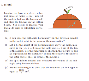 (5 ﻿pts)Imagine you have a perfectly spher-ical apple | Chegg.com