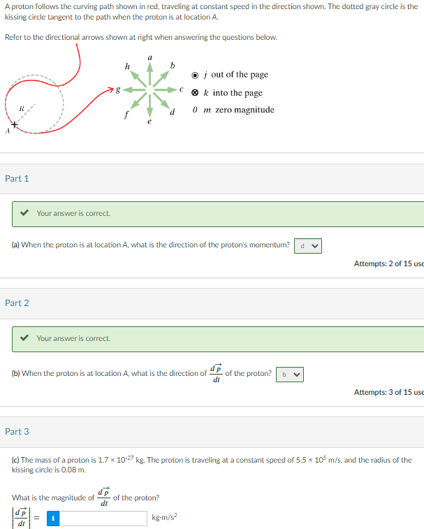 Solved A proton follows the curving path shown in red, | Chegg.com