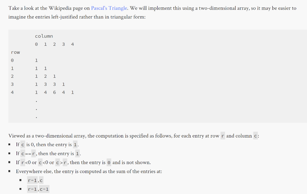 Solved Take a look at the Wikipedia page on Pascal's | Chegg.com