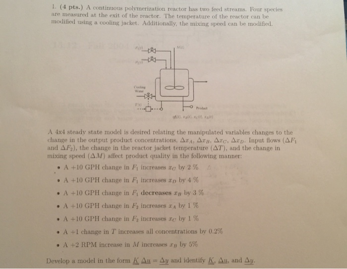 Solved A Continuous Polymerization Reactor Has Two Feed