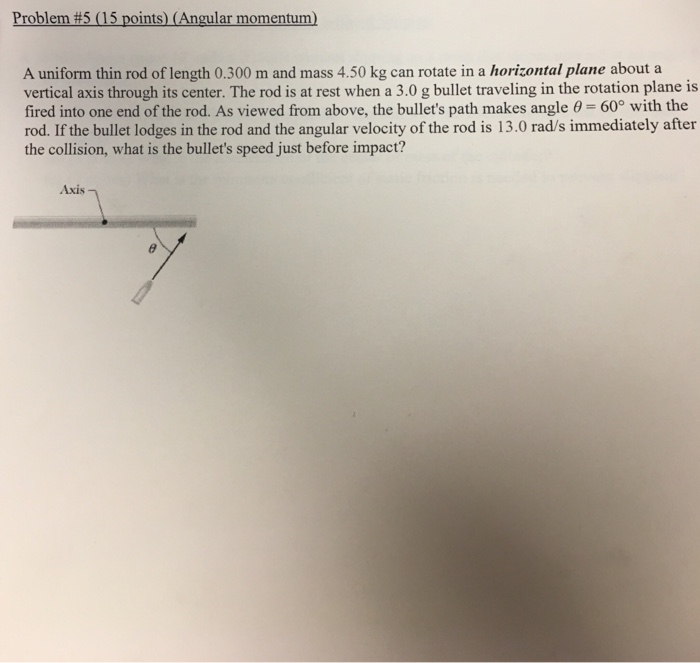 Solved Problem #5 (15 points) (Angular momentum) A uniform | Chegg.com
