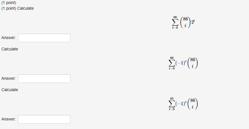 Solved (1 point) (1 point) Calculate Answer: Calculate | Chegg.com
