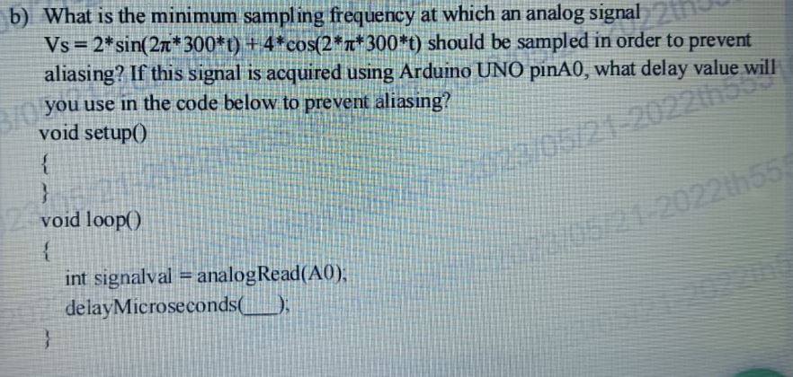 Solved b) What is the minimum sampling frequency at which an | Chegg.com