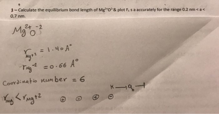 1-Calculate the equilibrium bond length of Mg"O2& | Chegg.com