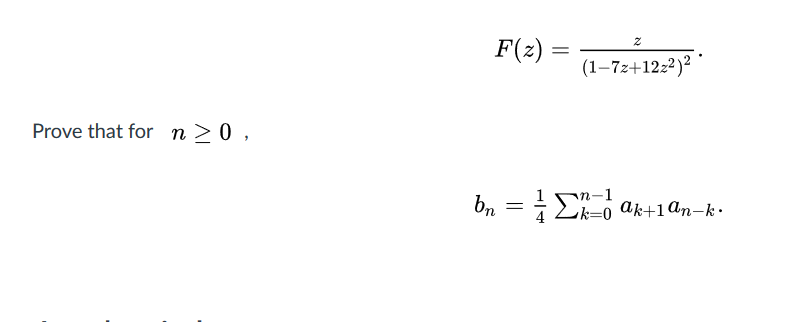 Solved Consider the sequence (an)nzo defined by the | Chegg.com