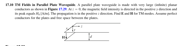 Solved 17.10 TM Fields in Parallel Plate Waveguide. A | Chegg.com