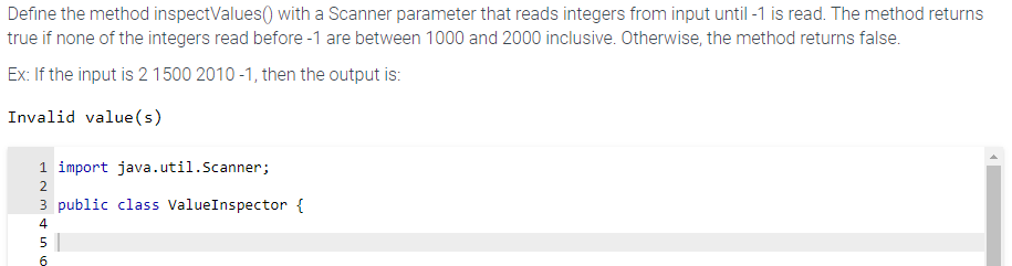 Define the method inspectValues 0 with a Scanner | Chegg.com